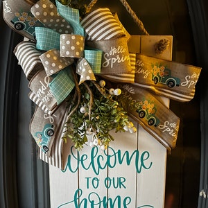 Welcome, Large Wooden Door Sign, Door Hanger, Farmhouse, Door Decor ...