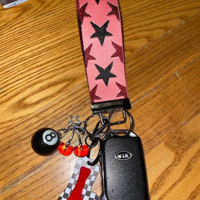 Stars Wristlet Keychain / Black and White Key Strap / Star Key Fob - Etsy