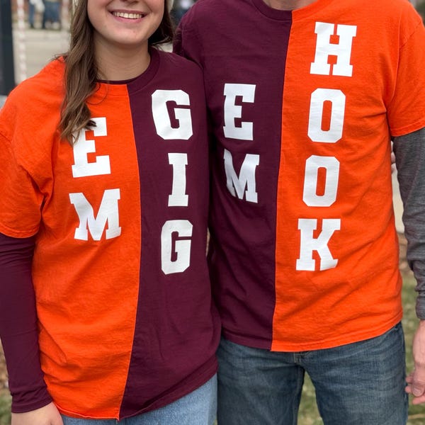 Pink and Blue Half and Half Tee Shirt | Split Tee | Two-toned Shirt ...