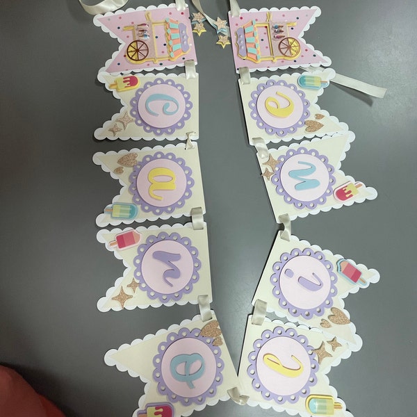 Icecream Birthday Name Banner, Icecream Party Decoration, Icecream ...