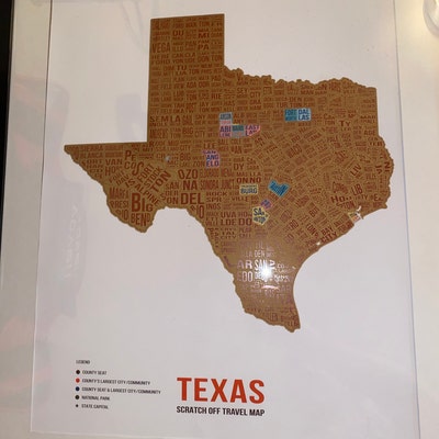 Texas Scratch off Travel Map by Mappinners - Etsy