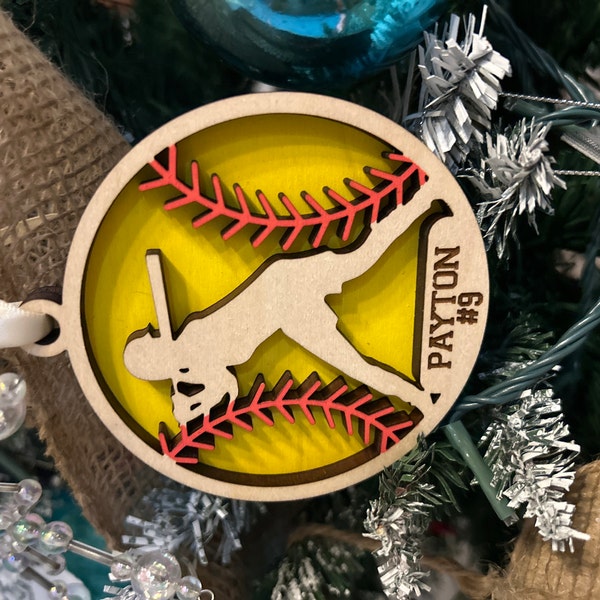 Personalized Softball Ornament, Custom Softball Ornaments, Softball ...