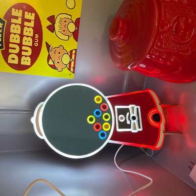 Gumball Machine Sign , Neon Like , LED , Wall Decor, Night Light, Edge ...