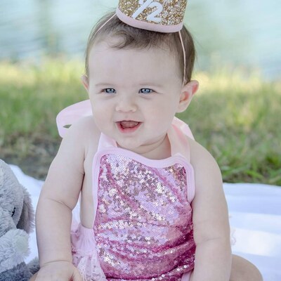 Baby Girl Pink 1st Birthday Outfit-pink Sequin Birthday-pink Glitter ...