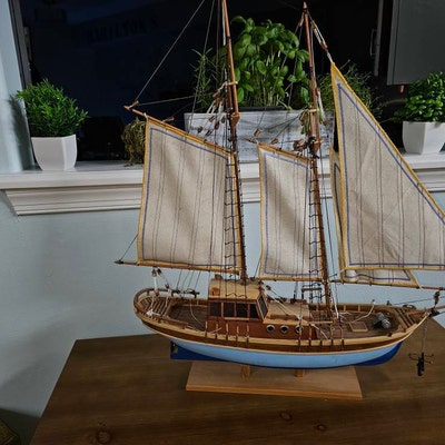 Wooden Model Ship Referee Motors Scale Model Boat - Etsy