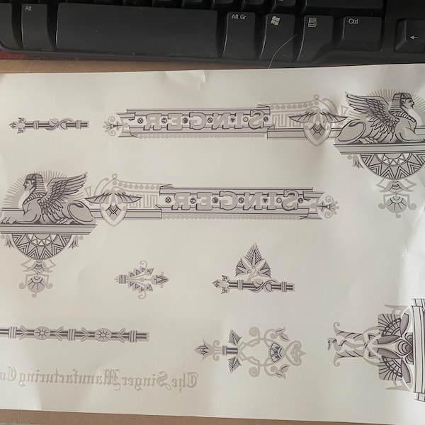 Custom Singer 95K Series Floral and Filigree Decals Industrial Sewing ...