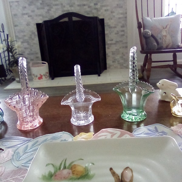 Vintage Fenton French Opalescent Bon Bon Glass Dish Hobnail and Ruffled ...