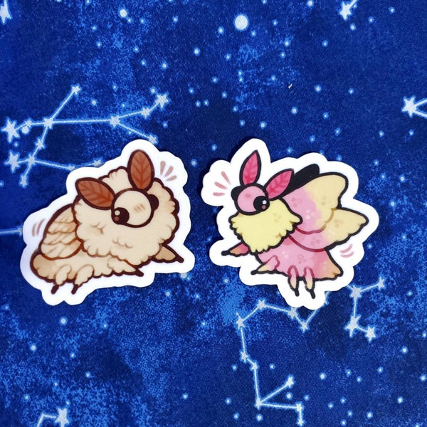 Fluffy Poodle Moth and Pink Lemonade Moth Sticker Set of 2 / Rosy Maple ...