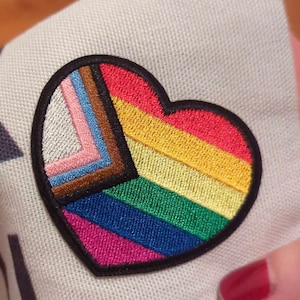 Pride Flag Rainbow LGBTQIA Embroidered Iron on Heart Patch - Etsy