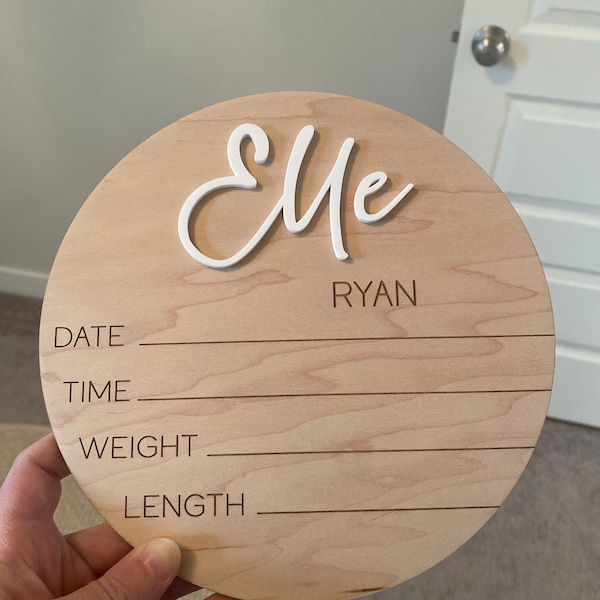 Round Baby Birth Stats & Footprint Sign, Hospital Footprint Sign for ...
