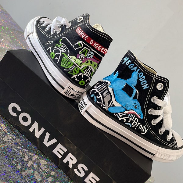 Hand Painted Monster Truck Vans Monster Truck Shoes Vans Grave Digger ...
