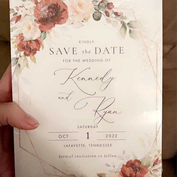 Floral Rust Wedding Invitation Template, Burnt Orange Arch Invitation ...