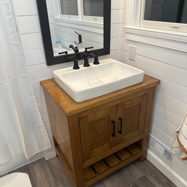 Custom Double Sink Bathroom Vanity Base, Wood Top Not Included ...