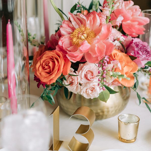 Gold Metal Table Numbers: Freestanding Art Deco Wedding Decor (4 Inch ...
