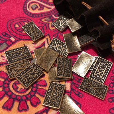 Metal Bronze Brass Rune Set Elder Futhark Norse Shamanic Odin Magic ...