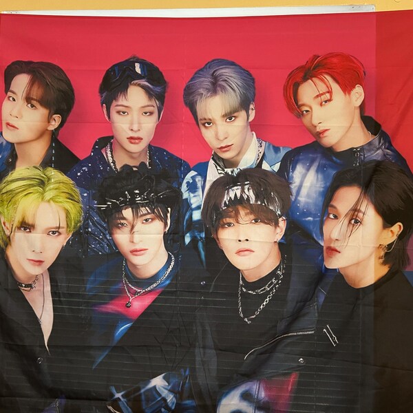 Ateez Members Bi Flag Banner, Ateez Group Photo Kpop Bisexual Flag ...