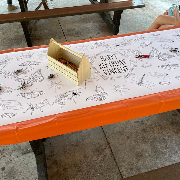 Insect Party Decorations Bug Birthday Decor Coloring Page Table Runner ...
