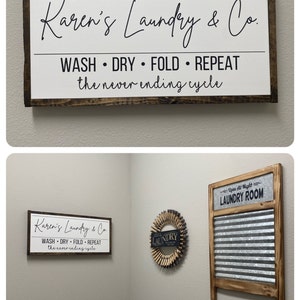 Personalized Laundry Room Sign, Farmhouse Laundry and Co, Wood Framed ...