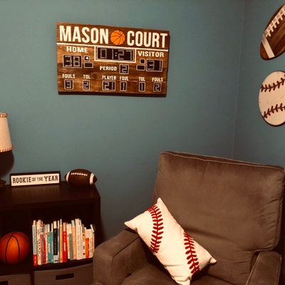 Basketball Scoreboard Various Sizes Hanging Wood Artwork Sports-themed ...