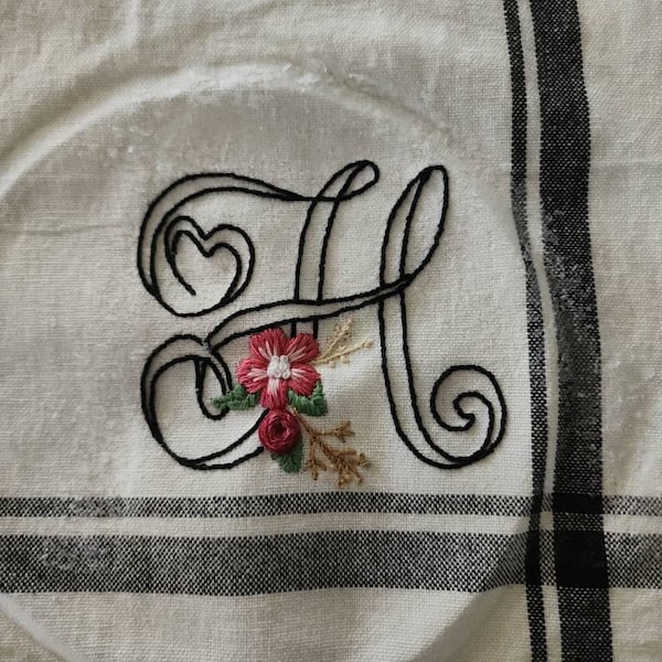 Floral Alphabet Letter H Embroidery Pattern PDF Instant Download DIY ...