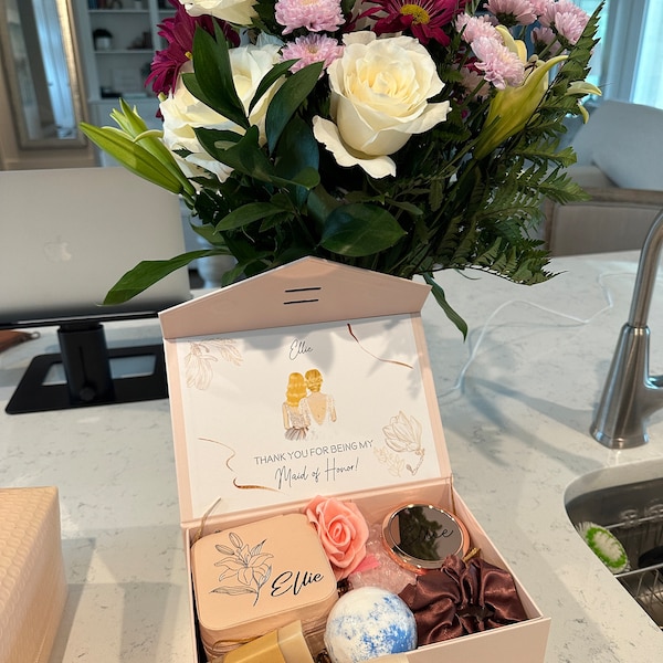 Wedding Bridesmaid Proposal Box, Personalized Proposal Box With Jewelry ...