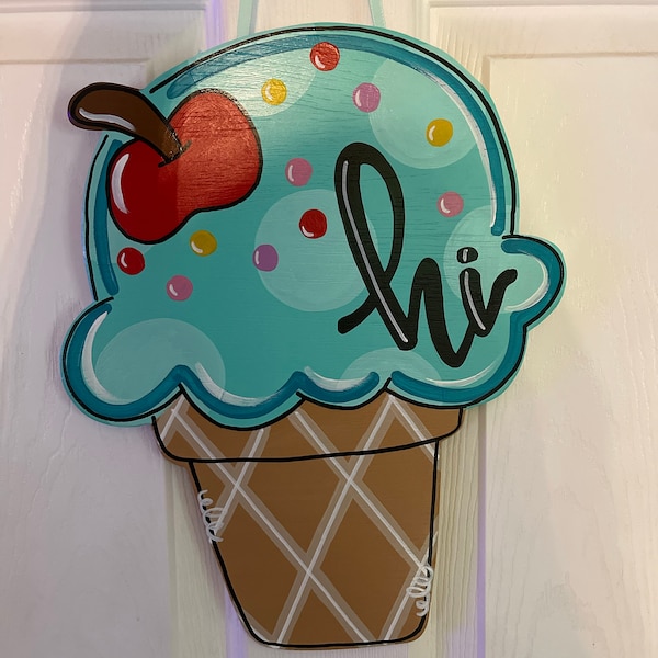 Ice Cream Door Hanger, Summer Decor, Ice Cream Decor, Summer Sign ...