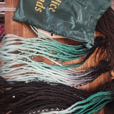 Double Ended Wool Dread Extensions Bohemian Dreads Dark Brown Emerald ...