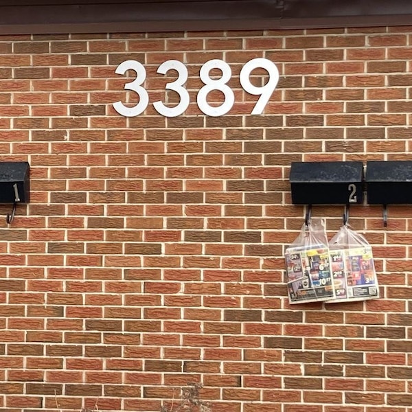 12 Inch Modern Numbers and Letters. Black, White and Silver House ...
