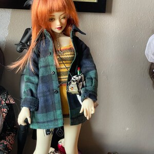 Casual Loose Long Plaid Shirt for BJD 1/6 1/4 MSD 1/3 SD13 SD17 Uncle ...