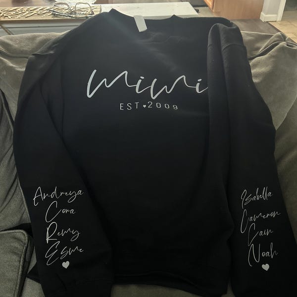 Custom Mimi Sweatshirt With Children Name on Sleeve, Mimi Sweatshirt ...