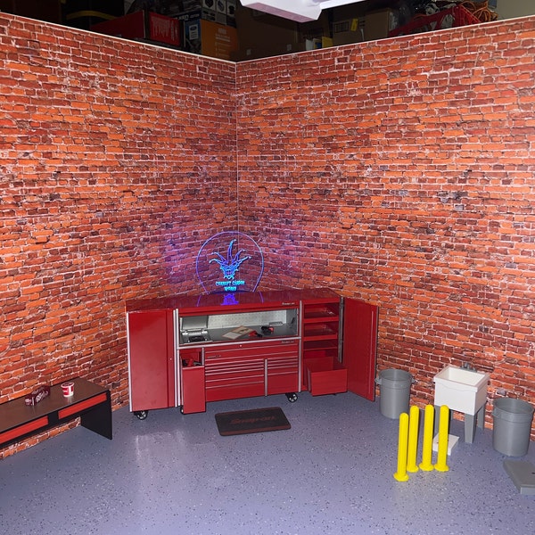 RC 1/10 Scale Rustic Red Brick Garage Wall Sticker Shop Printed Decal ...