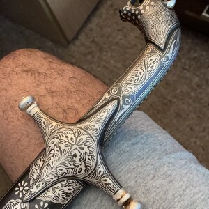 Vintage Indian Mughal, Islamic Ankush Elephant Goad and Axe Silver and ...