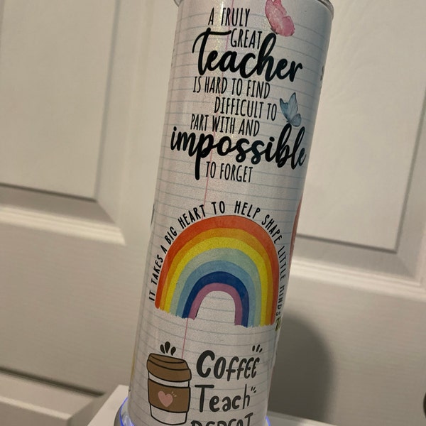 20 Oz Skinny Tumbler Rainbow Glitter Teacher Tumbler, Teach Love ...