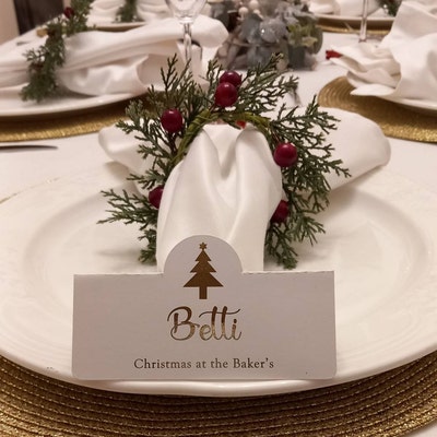 Personalised Santa Christmas Place Cards, Place Name Cards, Festive ...