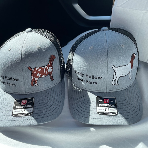 Custom Livestock Hat, Goat Doe Embroidered Cap, Spotted Market Goat Hat ...