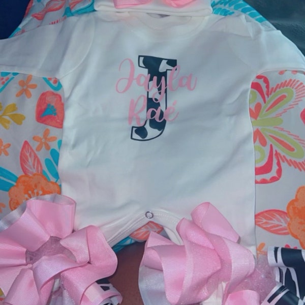 Baby Girl Outfit, Coming Home Outfit, Custom, Handmade Personalized Set, Babyshower Gift ...