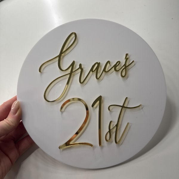 Double Layer Round Acrylic Birthday Sign | 21st | Milestone Sign ...