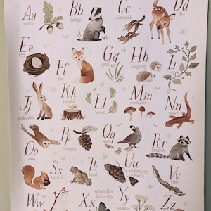 Woodland Alphabet Poster, Woodland Alphabet Print, Woodland Nursery ...