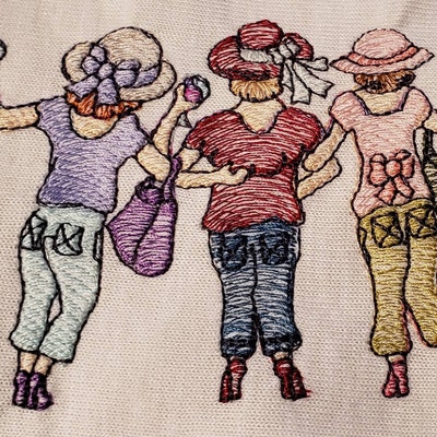 3 GIRLFRIENDS EMBROIDERY Fits a 4x4, 5x7 & 6x10 Hoop Machine Embroidery ...