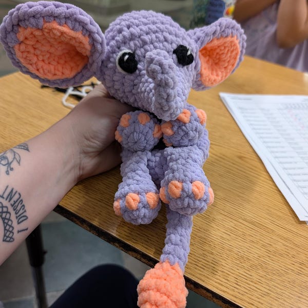 Tulip the Elephant Snuggler | PDF Crochet Amigurumi Pattern | Low Sew ...