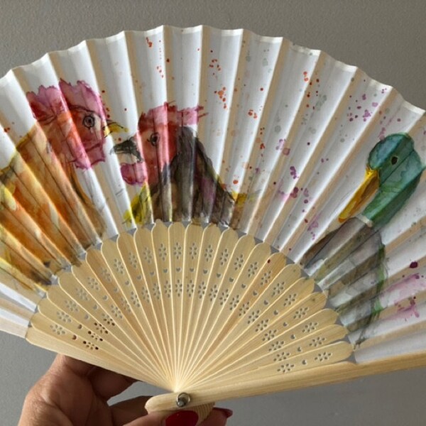 Pink Floral Fan Roses Designer Silk Hand Fan, Hand Painted Hand Fan ...