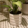 Dark Green Olive Pot, Ripple Planter With Drainage, Made From an Eco ...