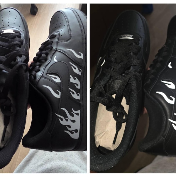 Reflective Flames Black Nike Air Force 1 | Custom Air Force 1s One | 3m ...