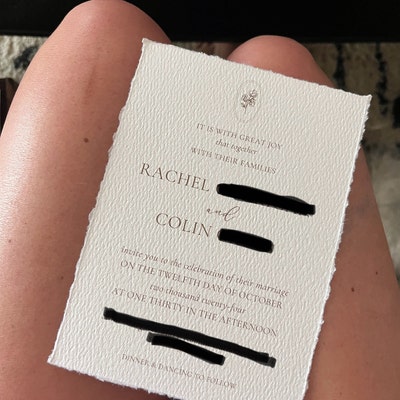 Gold Foil Wedding Invitations Gold Foil Detail Card Deckle Edge Detail ...