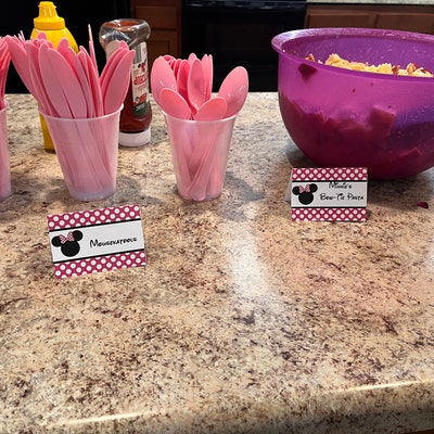 Pink Minnie Mouse Food Labels INSTANT DOWNLOAD Bright Pink Minnie Mouse ...