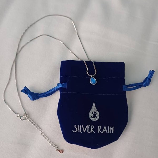 Aurora Moonstone Droplet Pendant Necklace in Sterling Silver, Lab ...