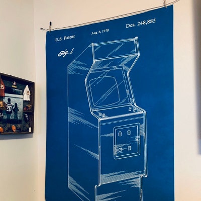 Arcade Video Game Cabinet Poster Print, Arcade Blueprint, Video Game ...