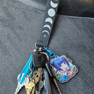 Moon Keychain Wristlet Moon Phase Key Fob Witchy Things Moon Lanyard ...