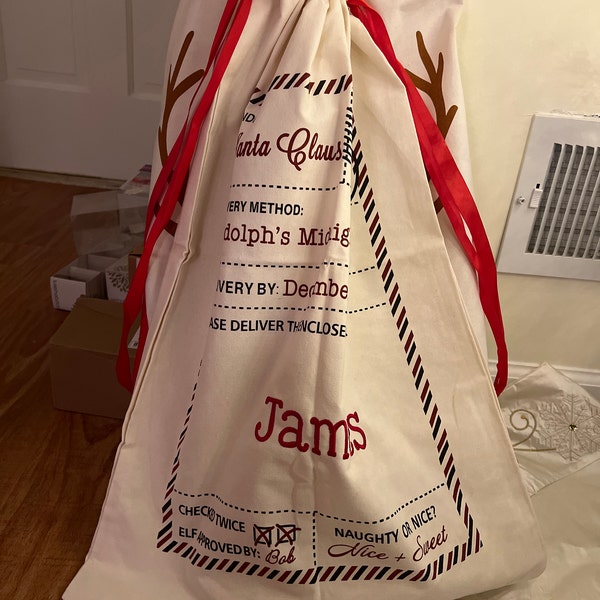 Personalized Santa Sack, Canvas Santa Sack for Kids, Santa Sack ...