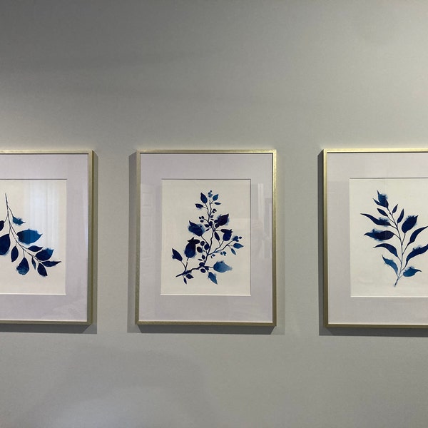 Indigo Botanical Print Set | Watercolor Botanical | Botanical ...
